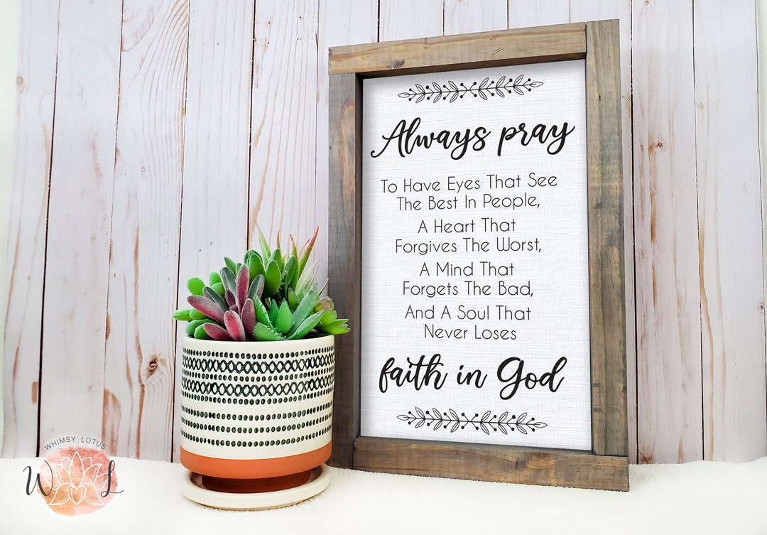 Always Pray Wood Frame Rustic Farmhouse Sign, Home Decor Sign - Etsy