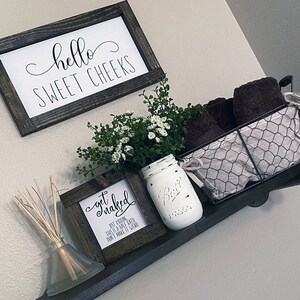 Hello Sweet Cheeks Rustic Farmhouse Bathroom Wood Sign, Funny Humor ...