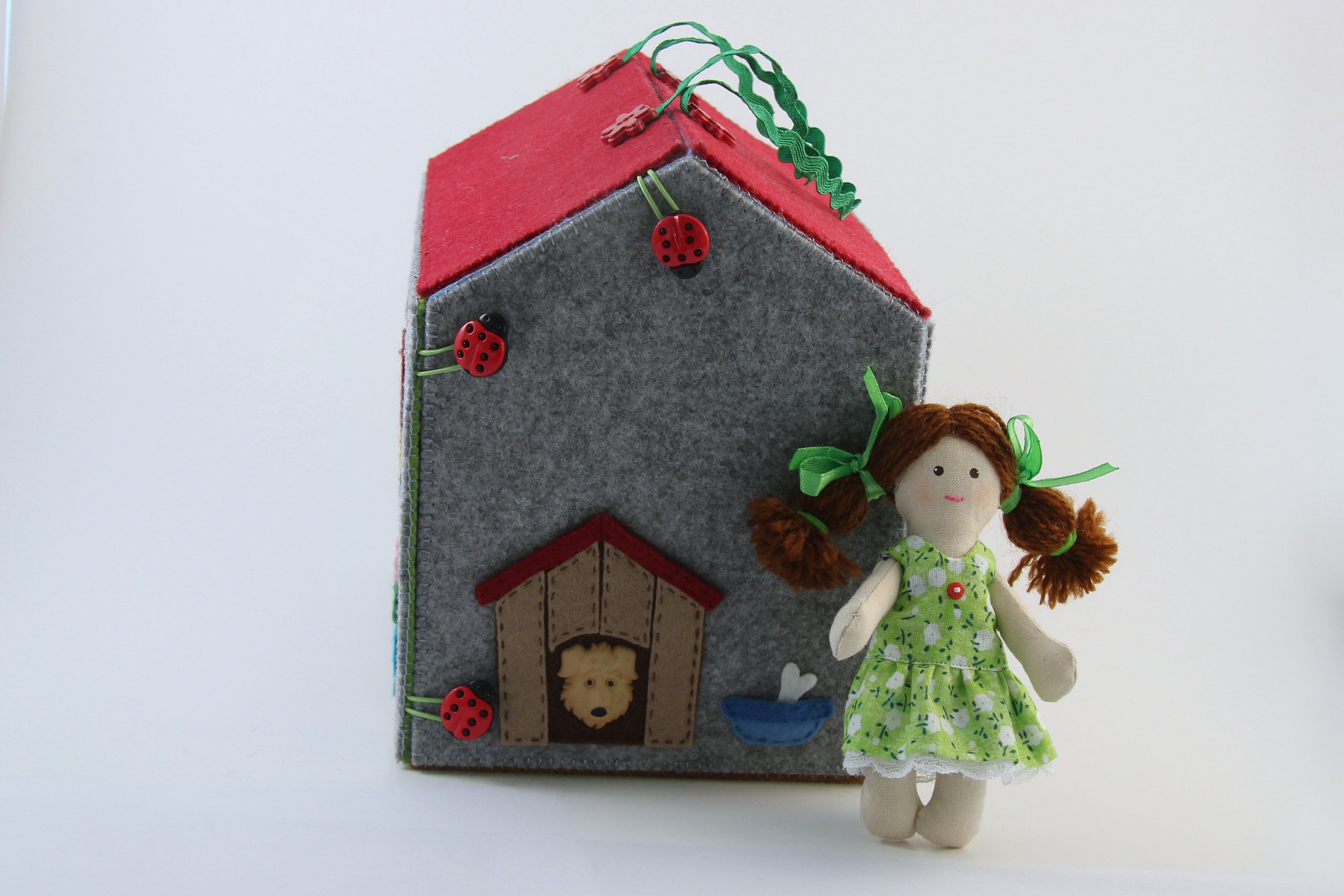 Felt Doll House With Bedside Lamp, Portable Doll House, Travel Toy Doll ...
