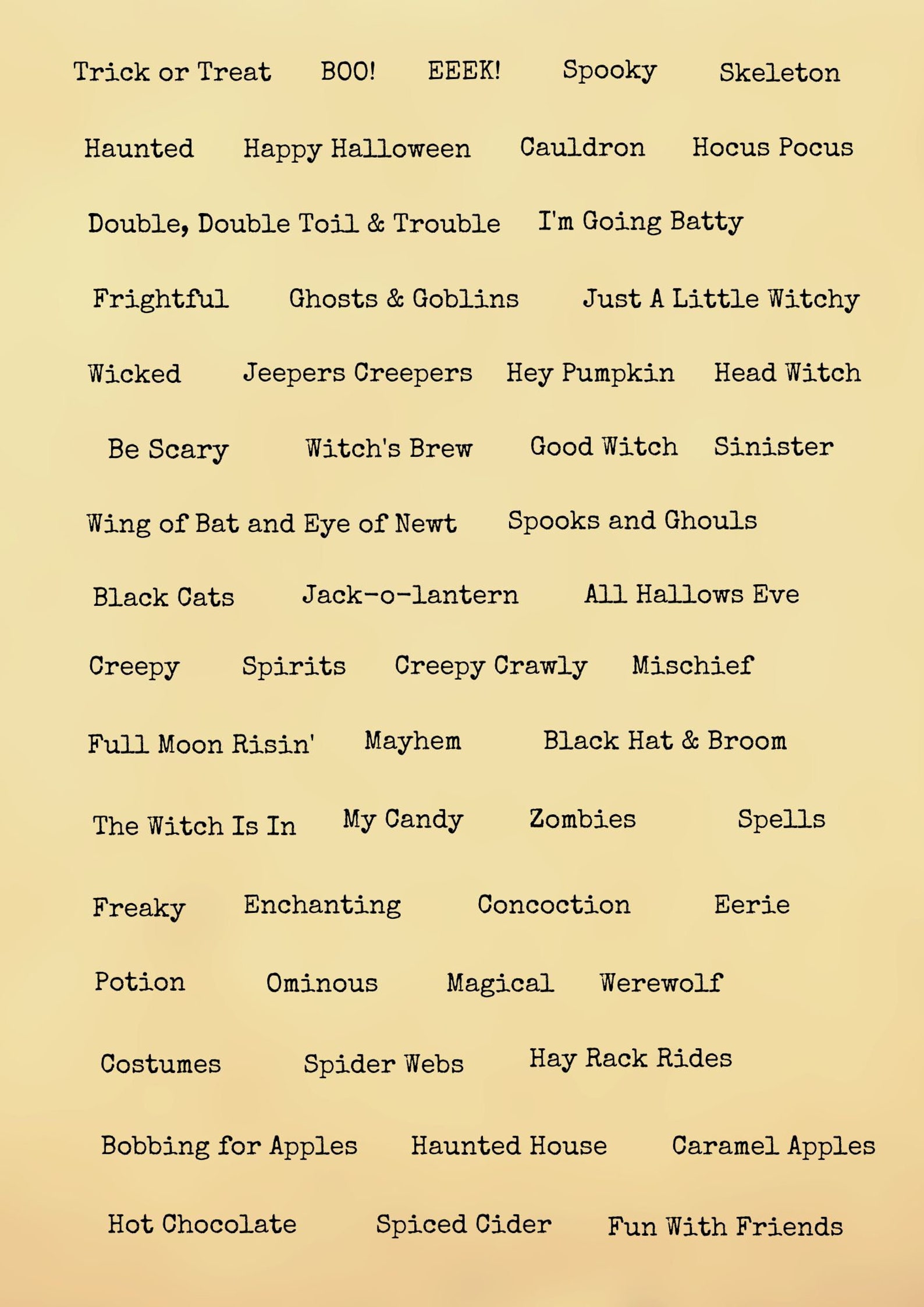 Halloween Words Digital Download Instant Printable for Junk Journals ...