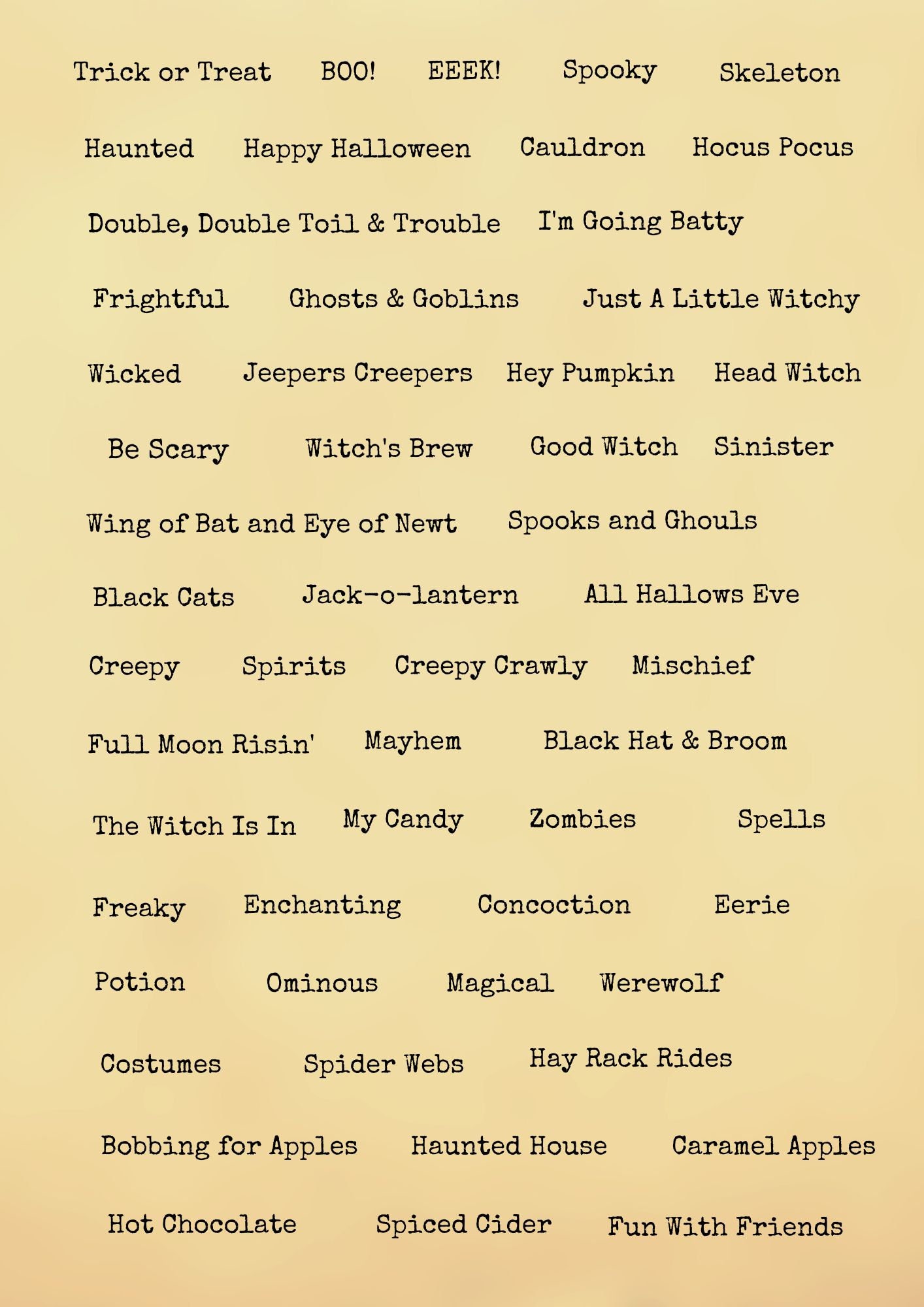 Halloween Words Digital Download Instant Printable for Junk Journals ...