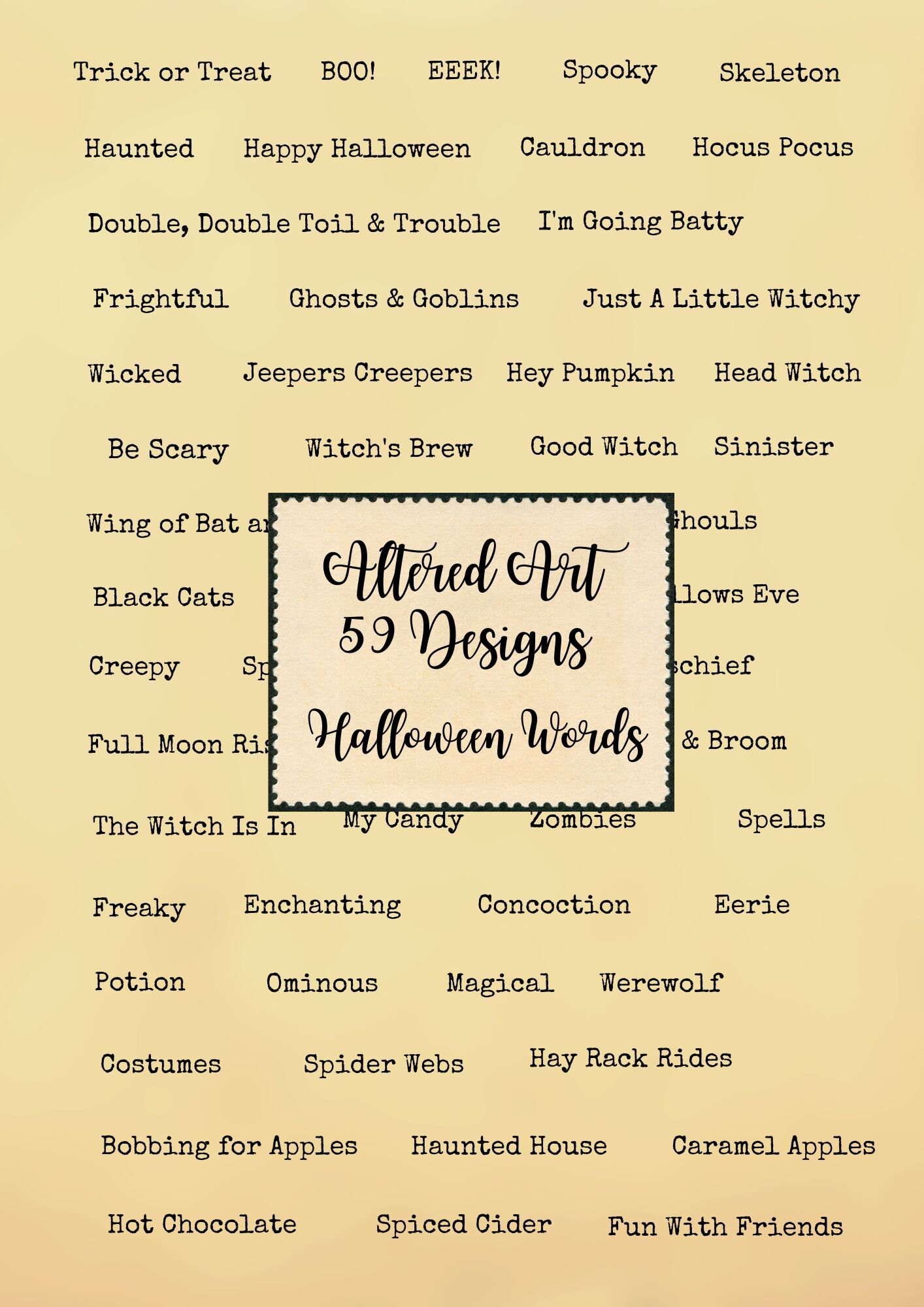 Halloween Words Digital Download Instant Printable for Junk Journals ...