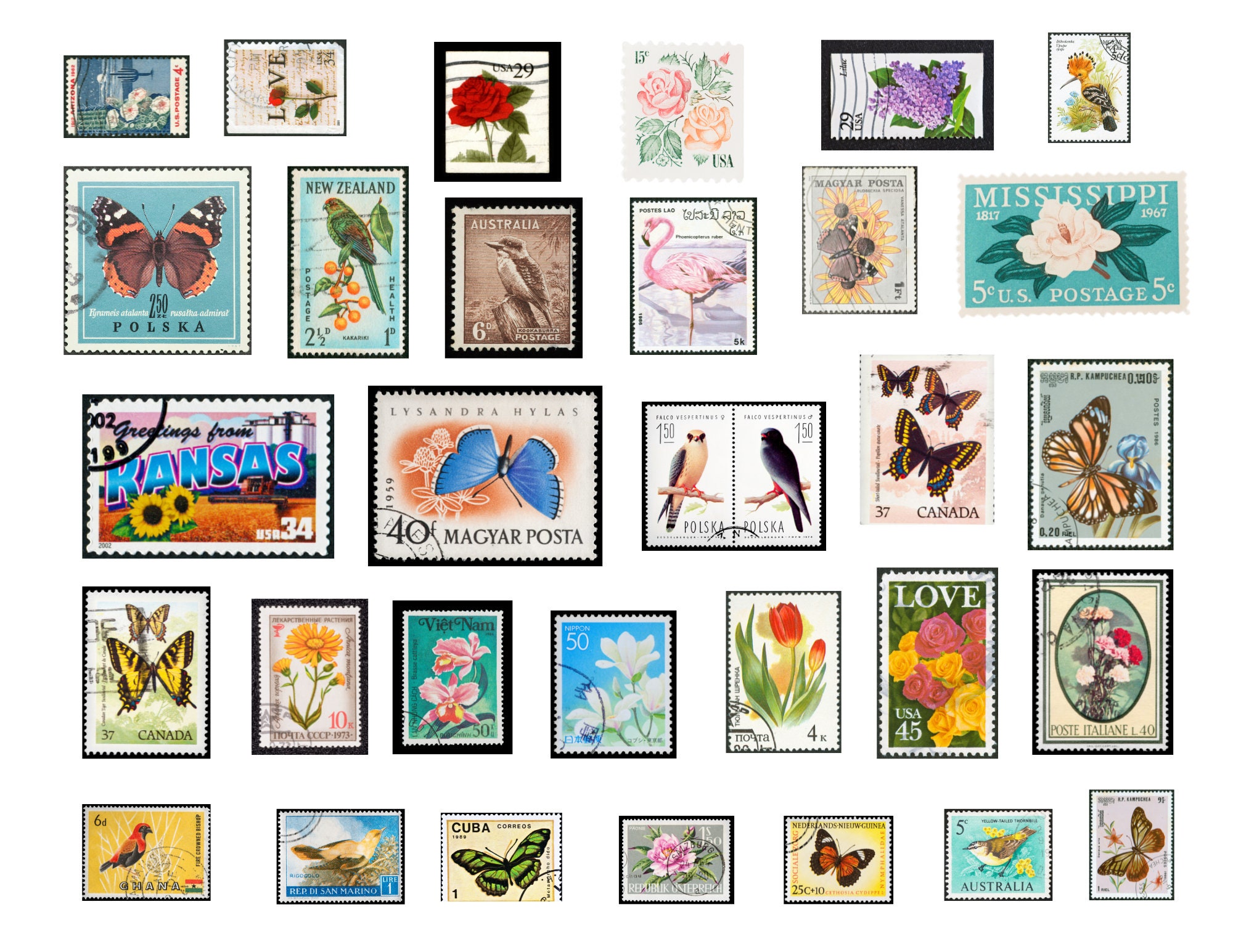 Vintage Postage Stamps Digital Download Instant Printable for - Etsy