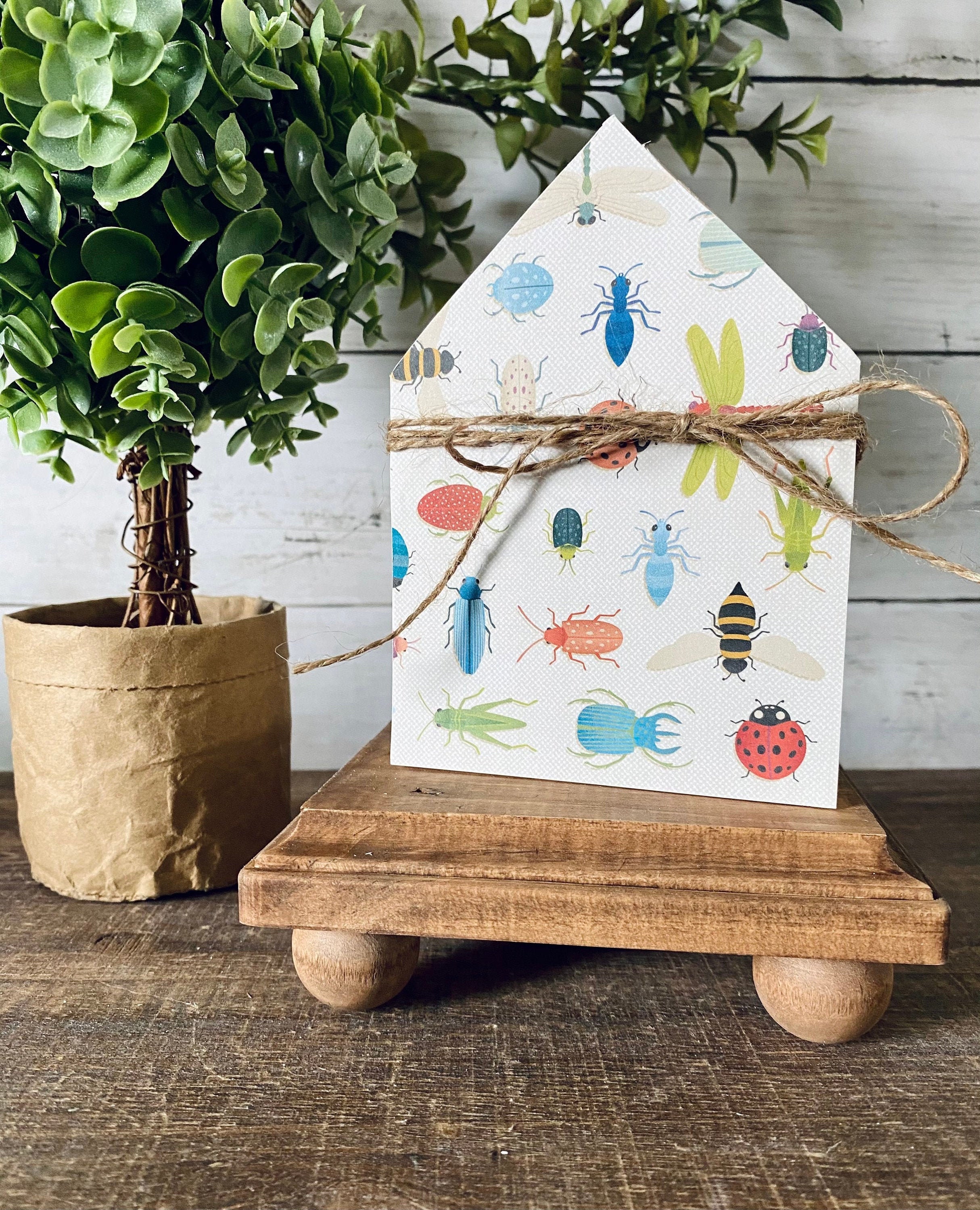 Bugs Tiered Tray Mini Wood House / Tiered Tray Decor / - Etsy España