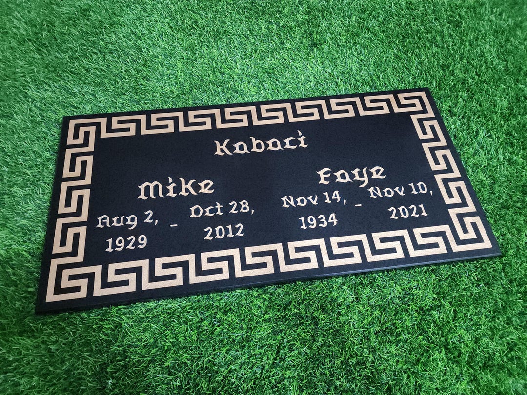 Memorial Black Granite Headstone Greek Design, Engraved Plaque for ...