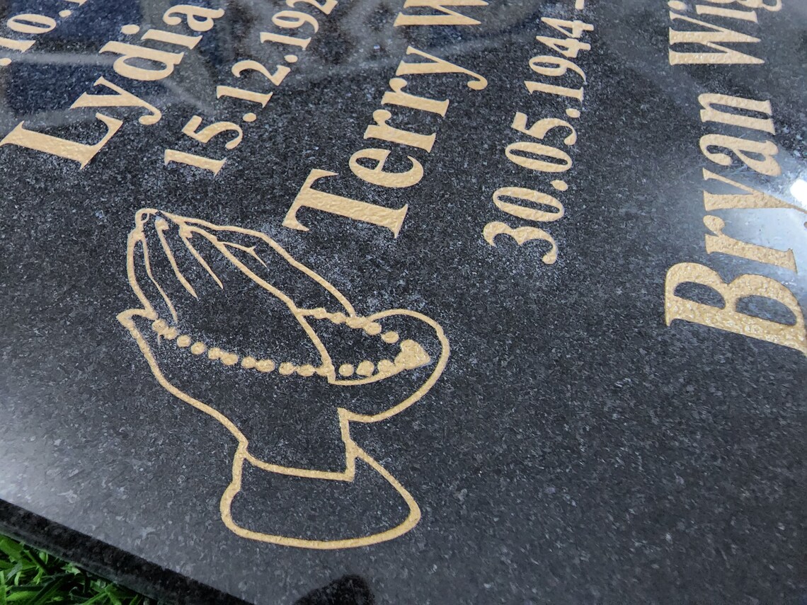 Praying Hands Vertical Memorial Human Grave Marker Black - Etsy