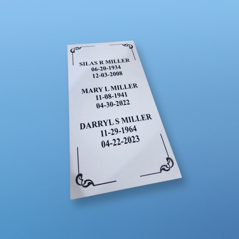 White Vertical Memorial Grave Marker White Stone Black - Etsy