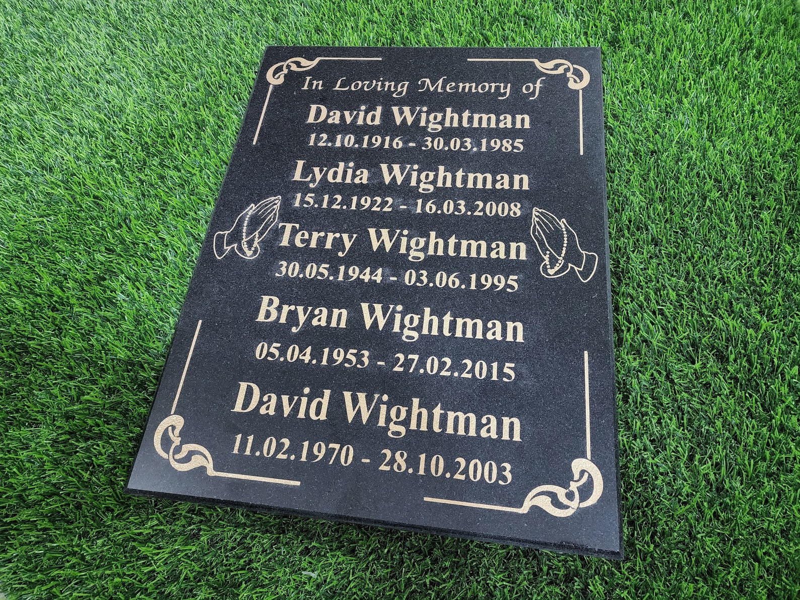 Praying Hands Vertical Memorial Human Grave Marker Black - Etsy