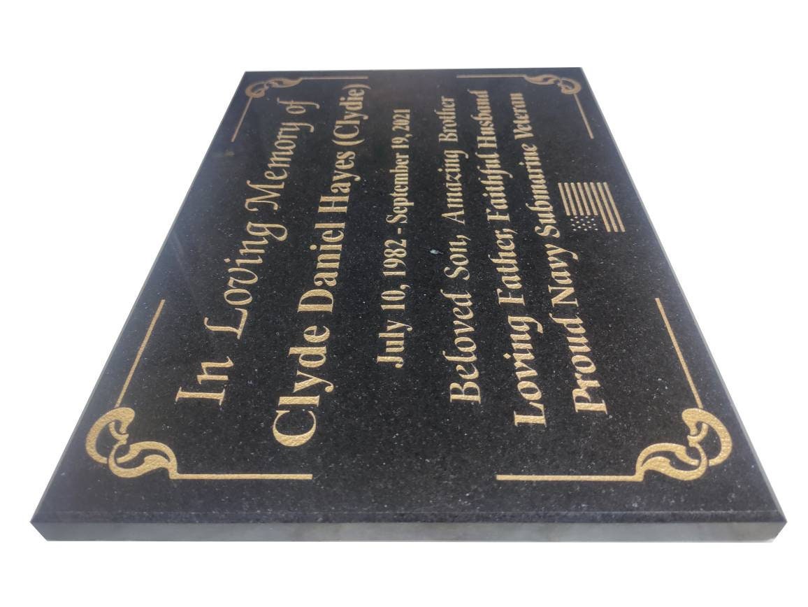Memorial Plaque Human Grave Marker Black Granite Engraved Headstone ...