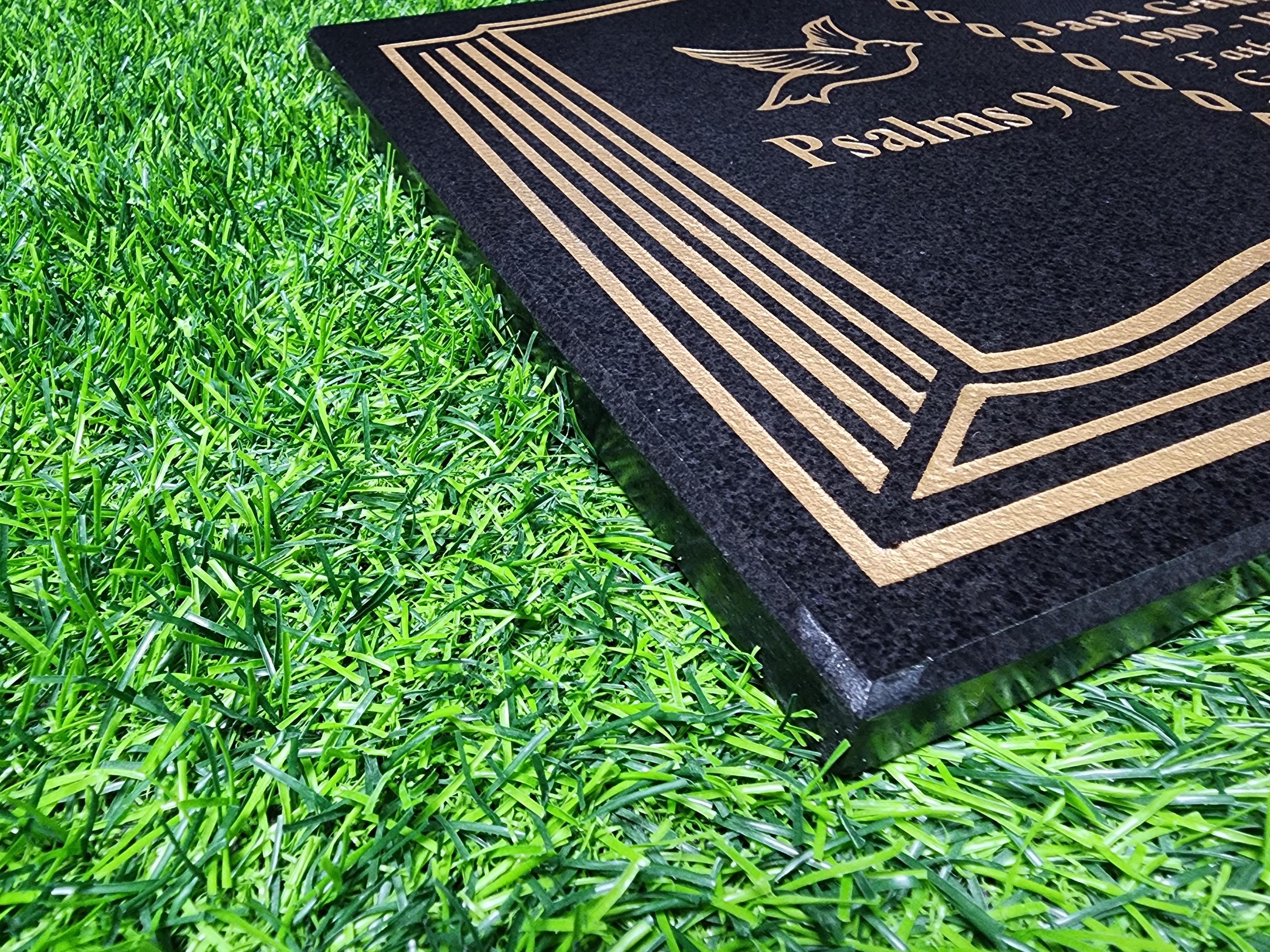 Book Style Engraved Black Granite Memorial Plaque: Personalisable ...