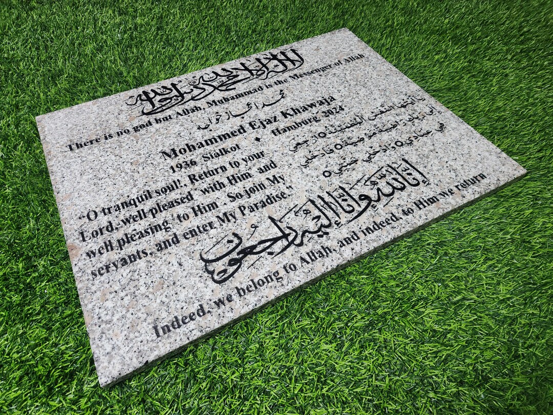 Granite Memorial Headstone With Custom Islamic Arabic Inscription ...