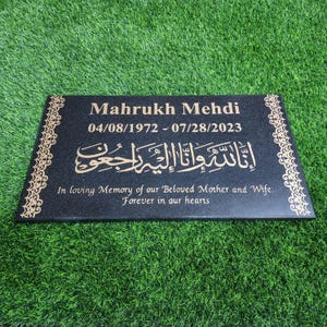 Islamic Granite Black Grave Stone, Engraved Muslim Headstone, Memorial ...