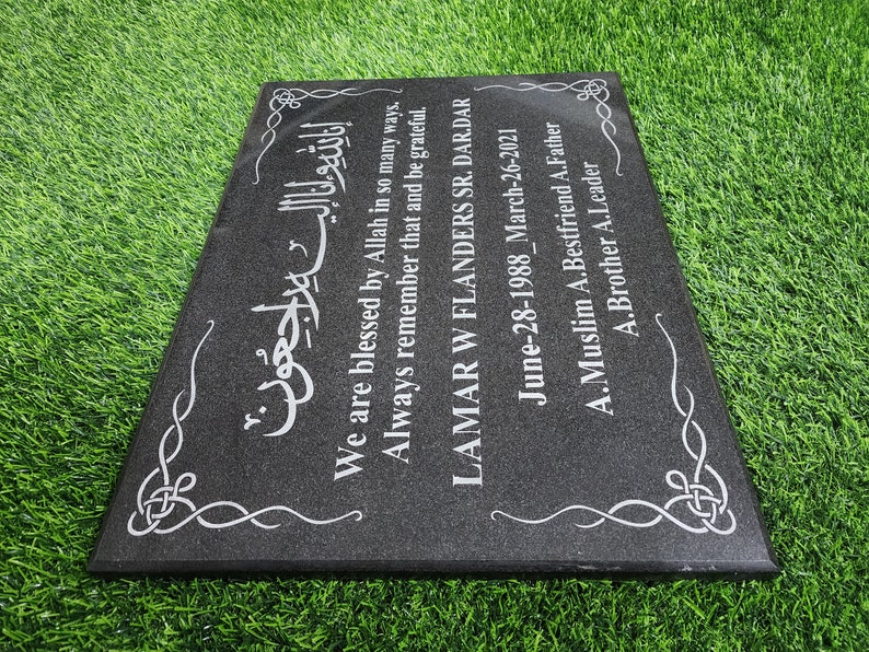 Islamic Granite Black Grave Stone - Custom Muslim Cemetery Plaque - Etsy