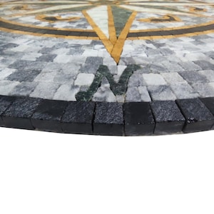 Gray Compass Marble Mosaic NSEW Nautical Medallion Customizable Stone ...