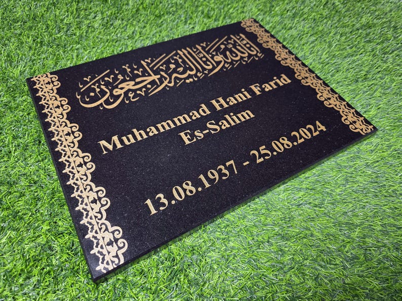 Muslim Islamic Black Granite Headstone: Arabic Calligraphy Memorial ...