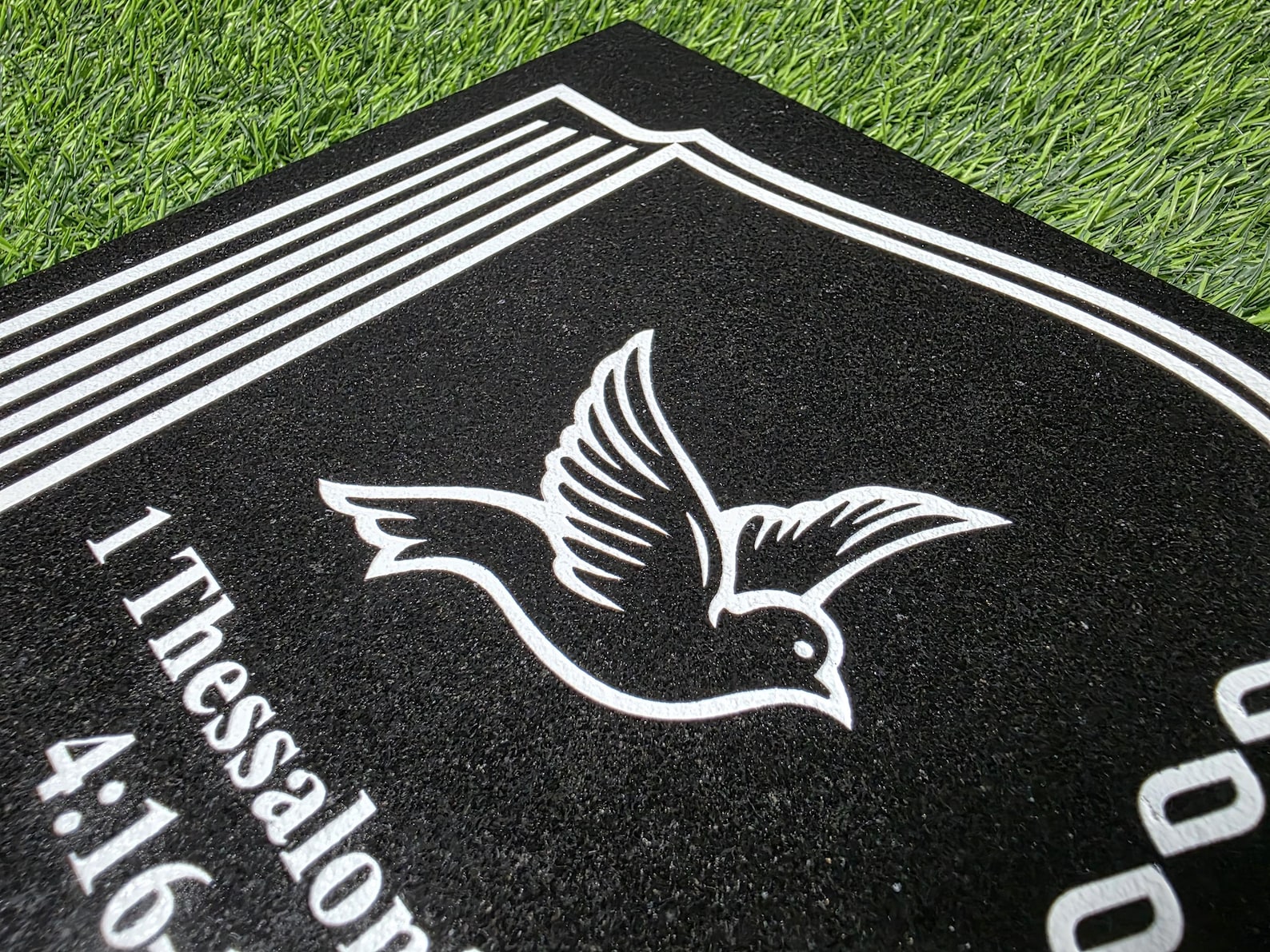Personalized Black Granite Memorial Plaque With Bible Verse & Dove ...