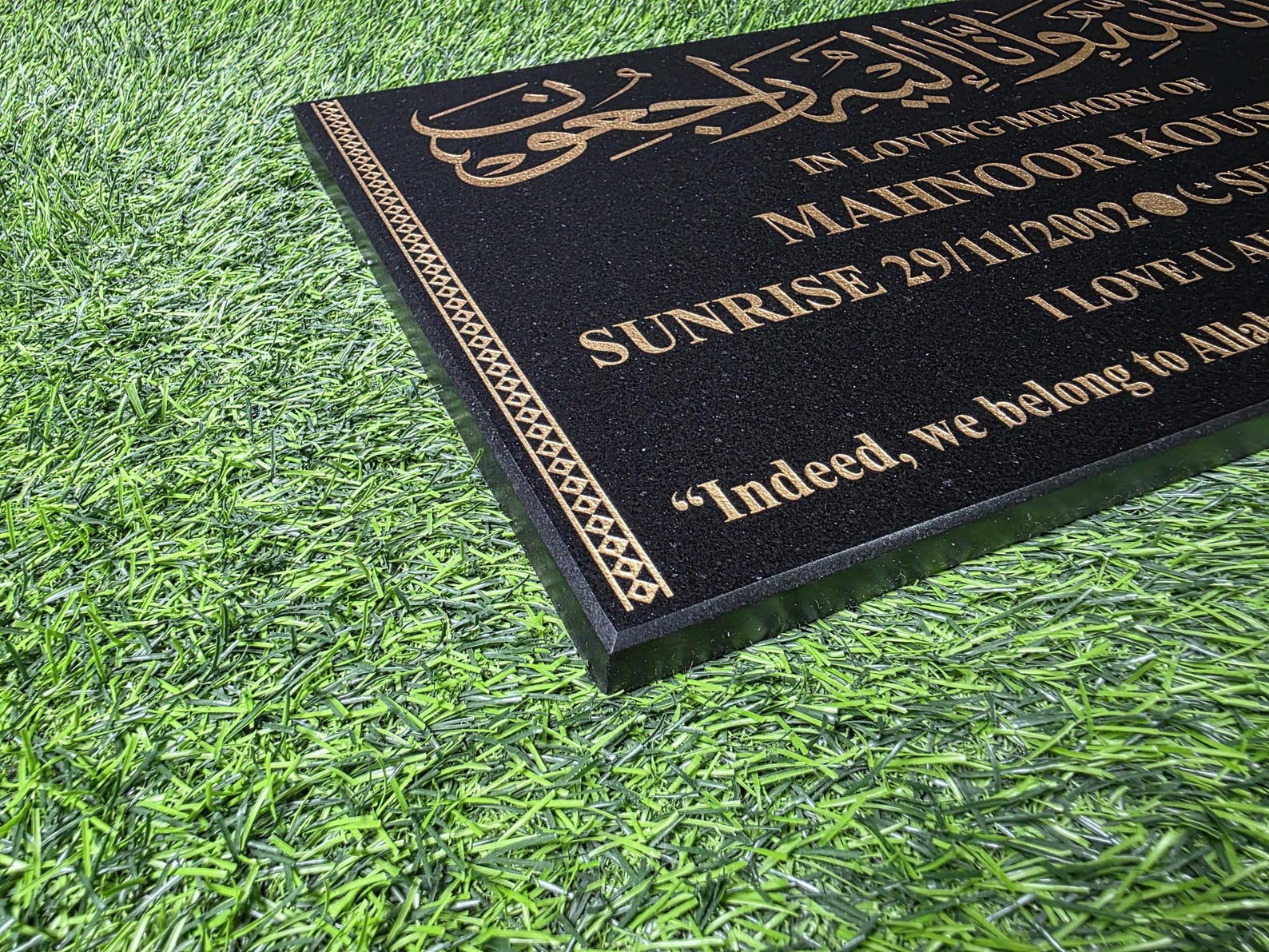 Arabic Muslim Black Granite Grave Stone - Islamic Cemetery Memorial ...