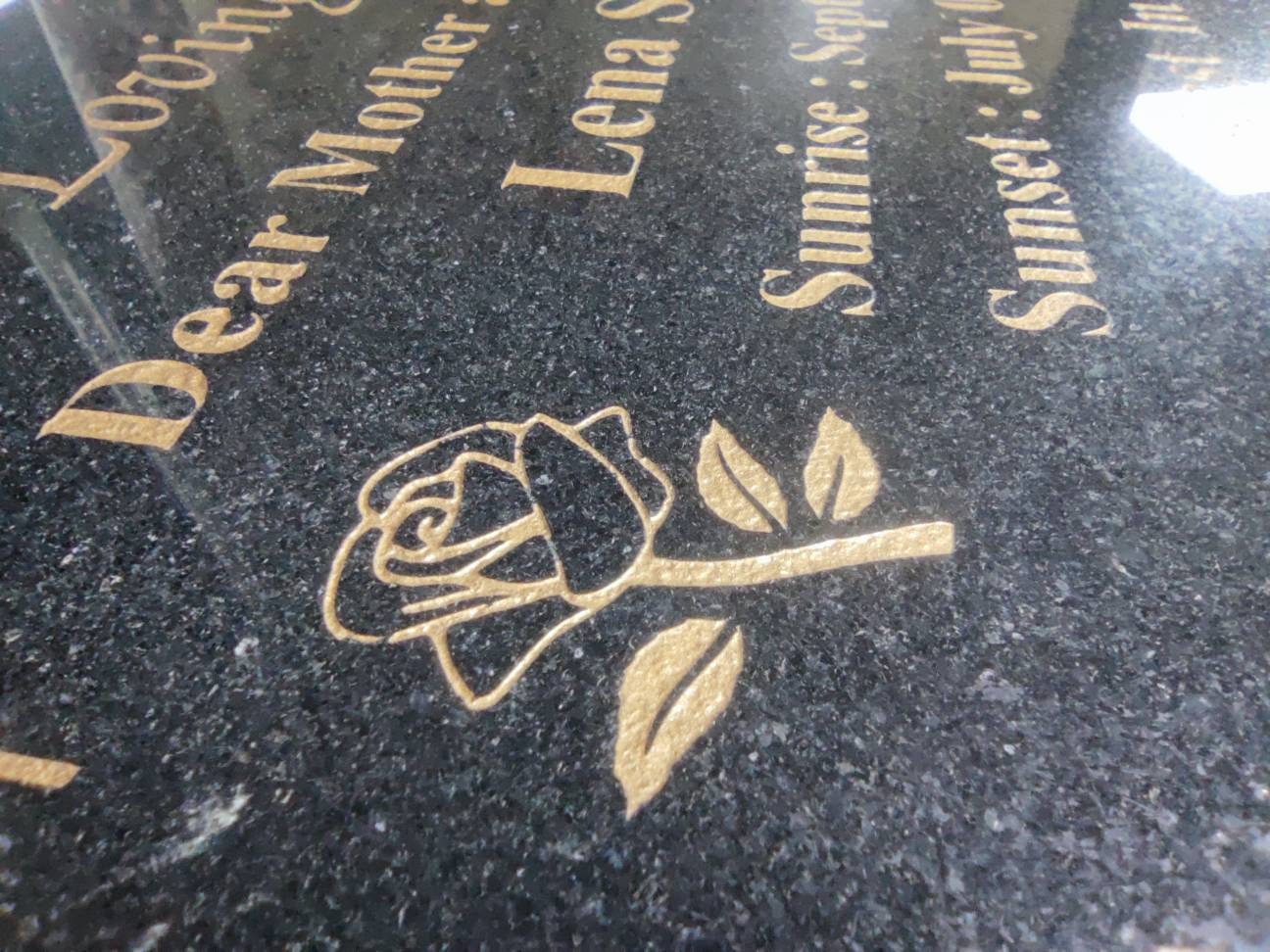 Engraved Black Granite Memorial Grave Marker - Personalized Headstone ...