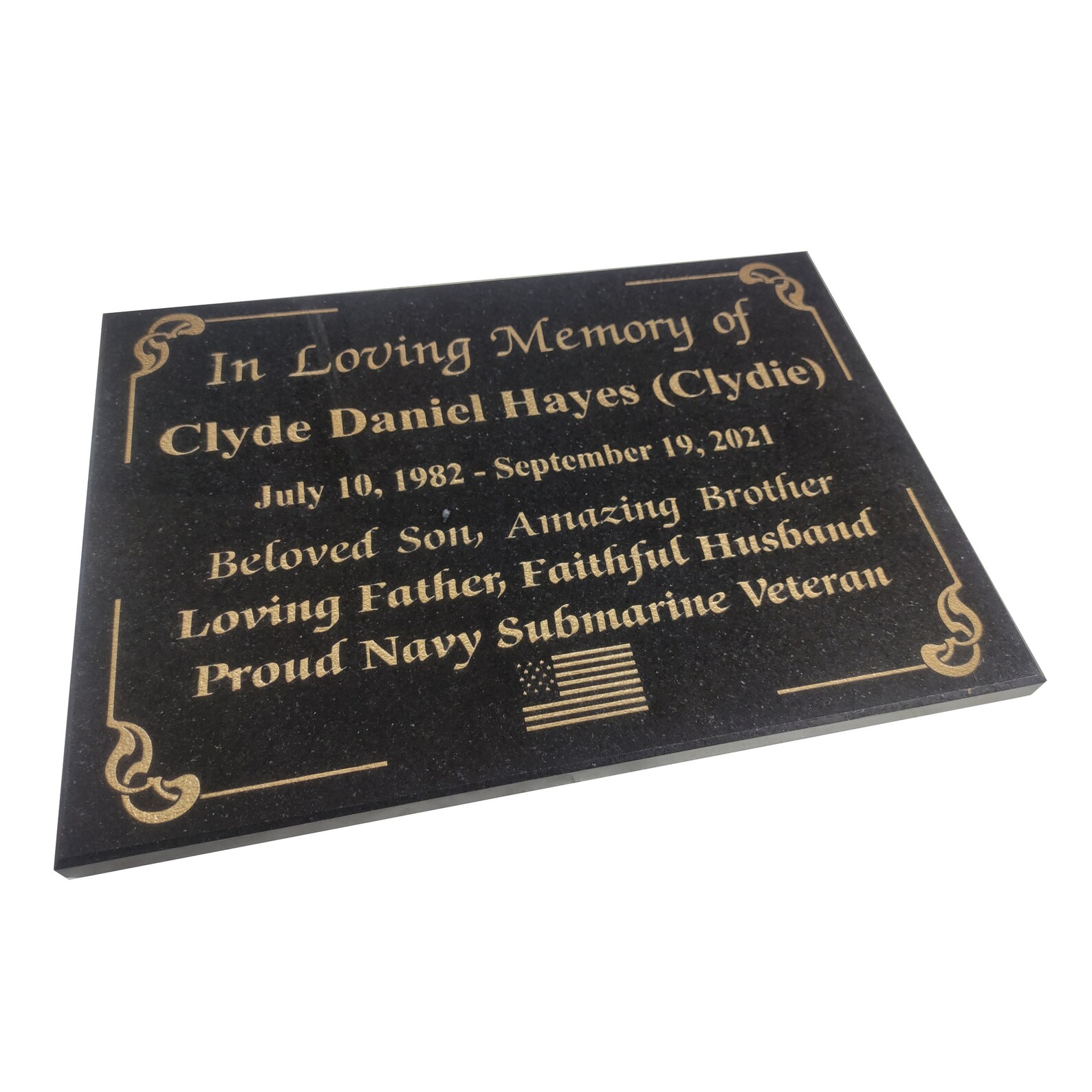 Memorial Plaque Human Grave Marker Black Granite Engraved Headstone ...
