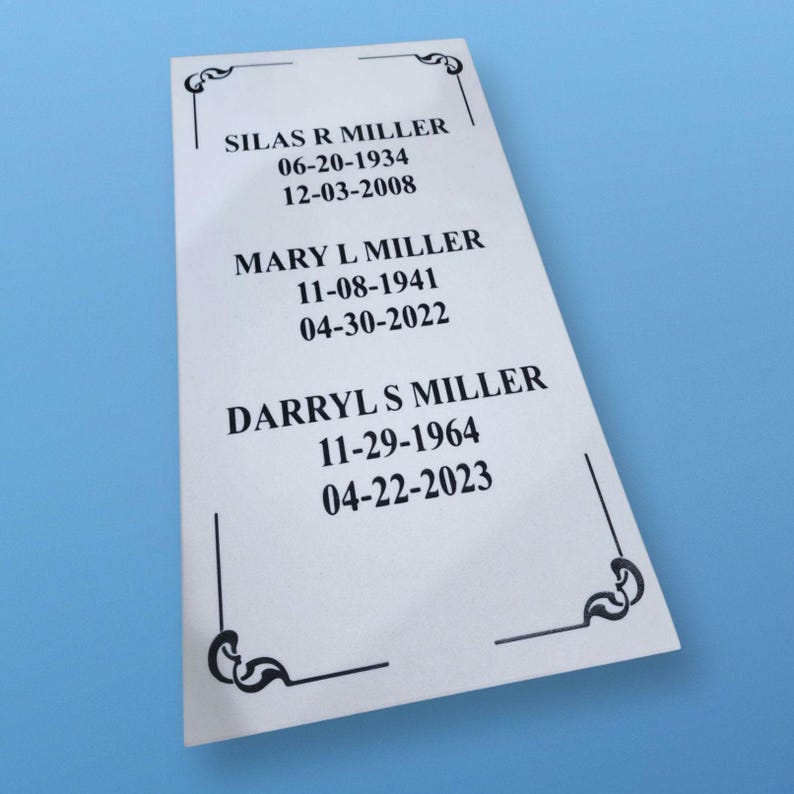 White Vertical Memorial Grave Marker Black Engraved Flat Headstone ...