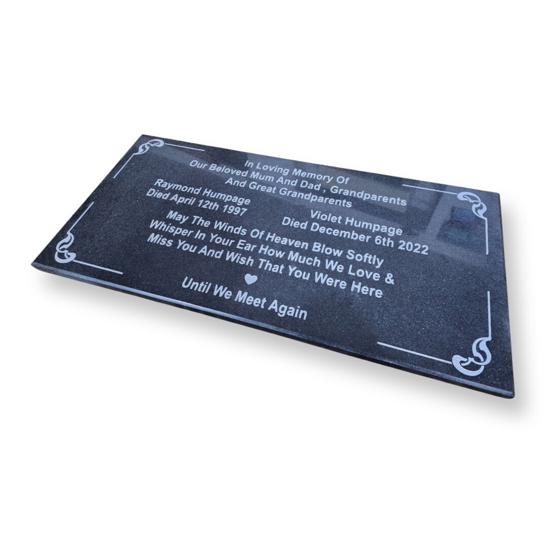 Personalized Black Granite Memorial Plaque: Engraved Grave Marker for ...