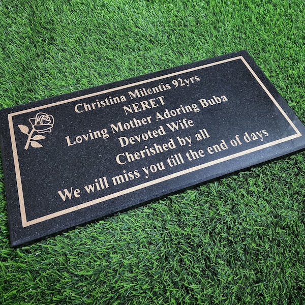 Black Granite Cemetery Head Stone - Etsy