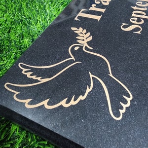 Memorial Black Granite Grave Marker Dogwood Flowers & Doves Angels ...