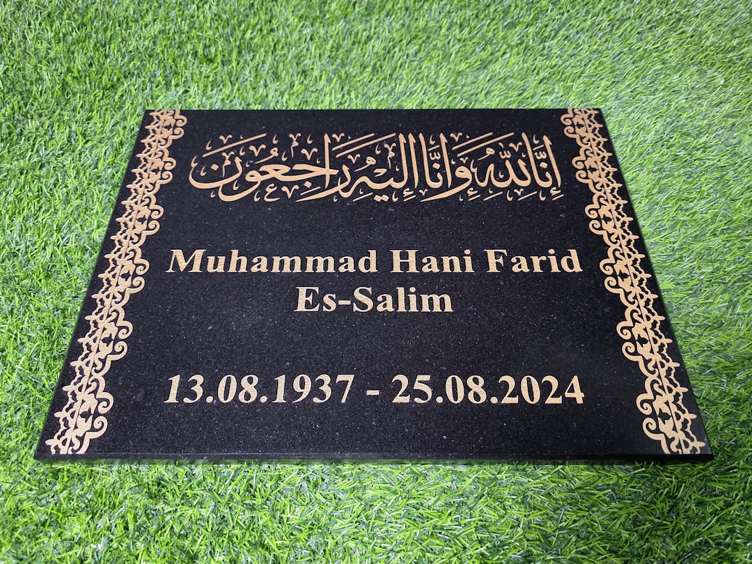 Muslim Islamic Black Granite Headstone: Arabic Calligraphy Memorial ...