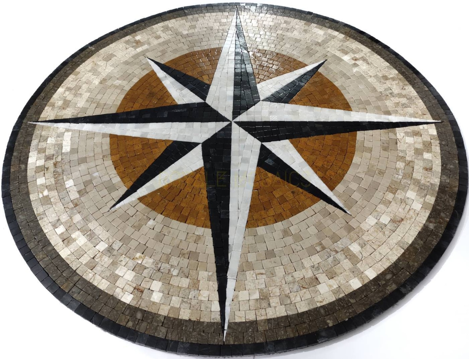 Nautical Compass Mosaic Marble Tile Medallion Handmade Stone Artwork ...