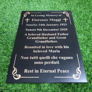 Vertical Cross Black Granite Engraved Headstone - Memorial Plaque - in ...