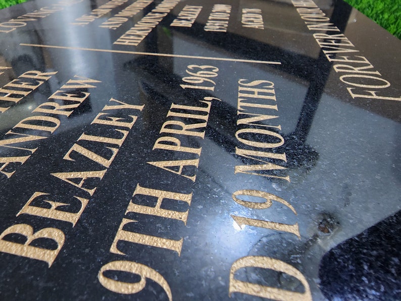 Engraved Black Granite 3-person Headstone: Cemetery Memorial Plaque - Etsy
