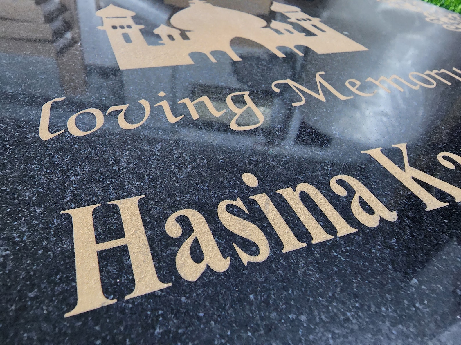 Muslim Mosque Arabic Headstone Engraved Natural Black Granite ...