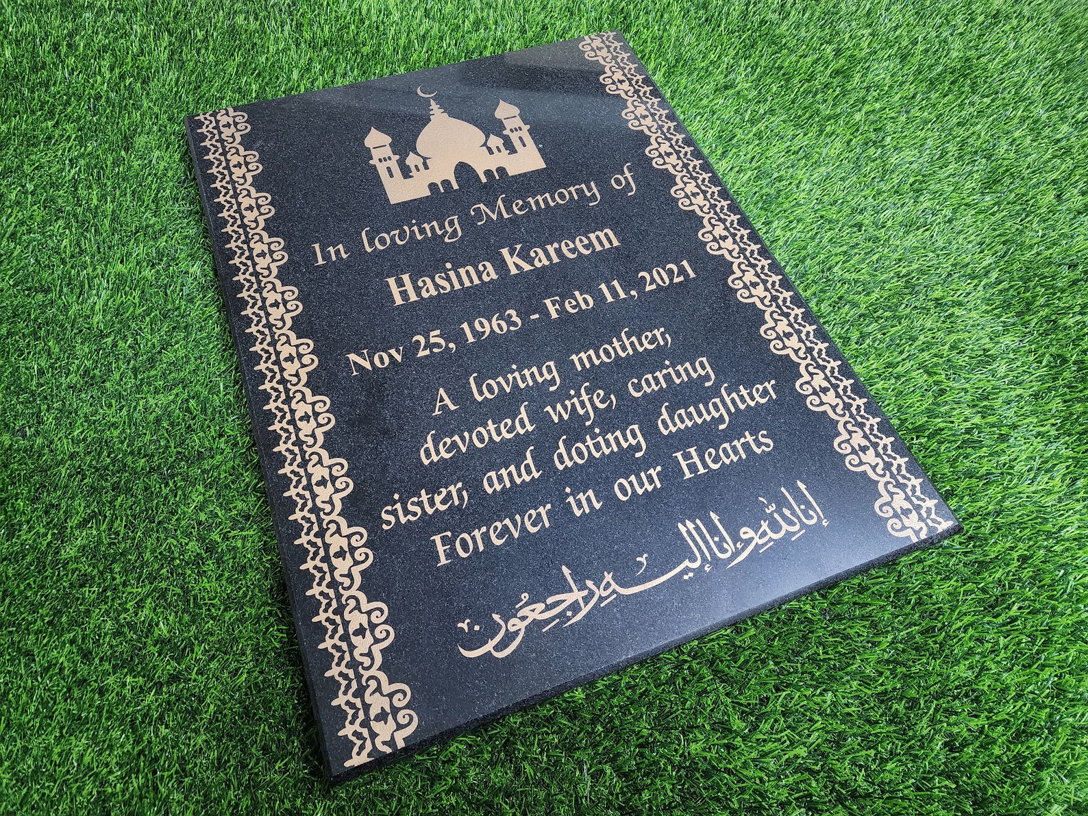 Muslim Mosque Arabic Headstone Engraved Natural Black Granite - Etsy