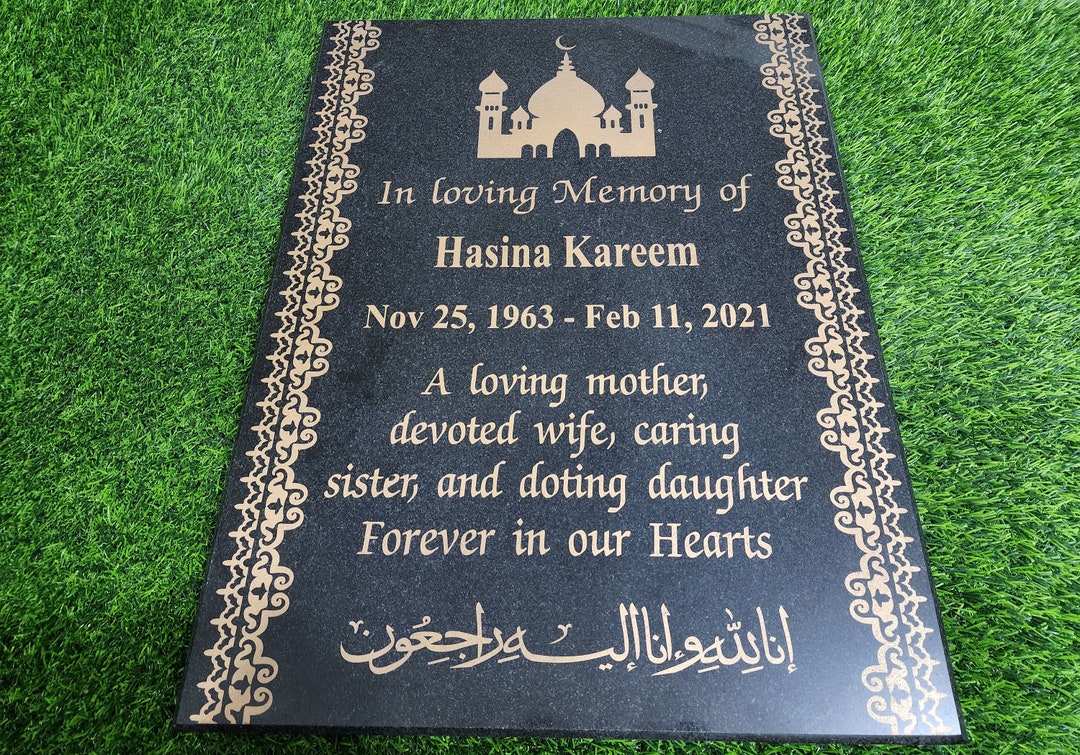 Muslim Mosque Arabic Headstone Engraved Natural Black Granite ...