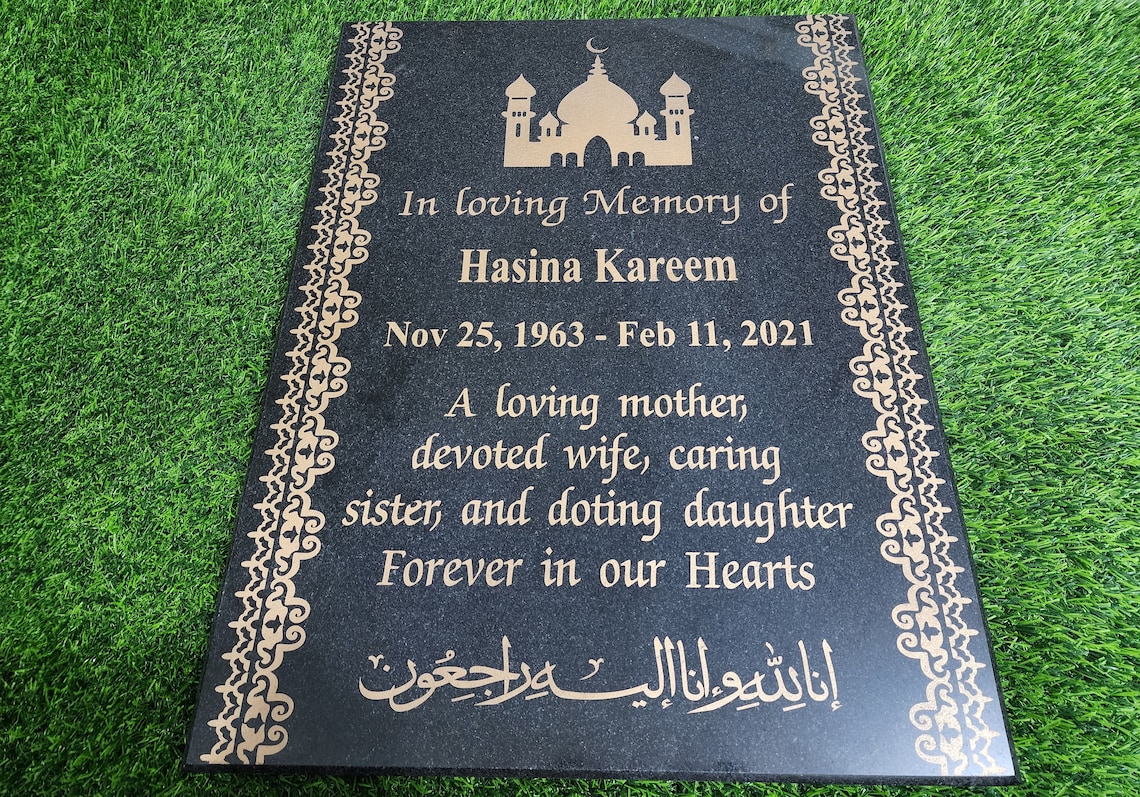 Muslim Mosque Arabic Headstone Engraved Natural Black Granite ...