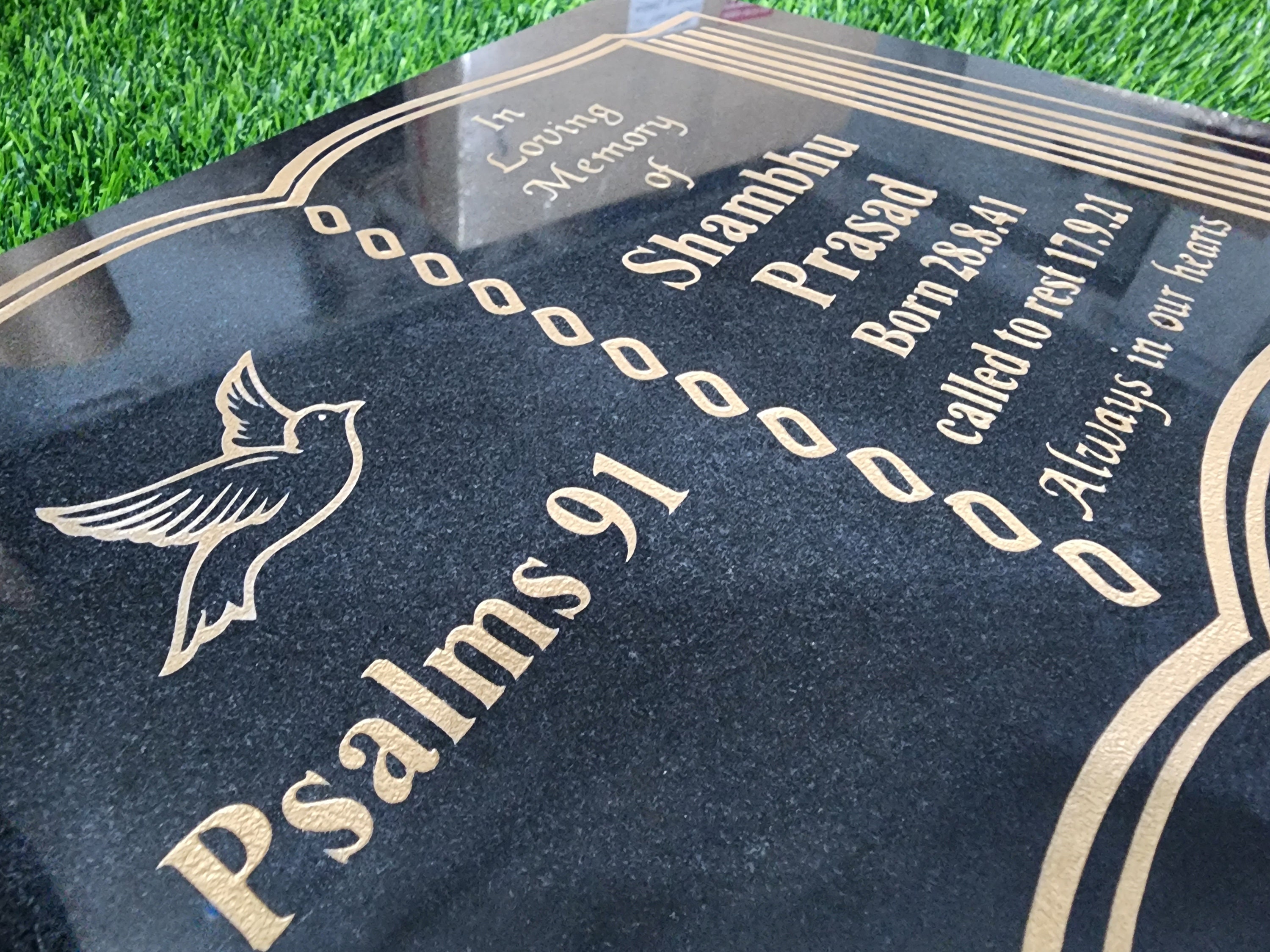 Book Style Engraved Black Granite Memorial Plaque: Personalisable ...