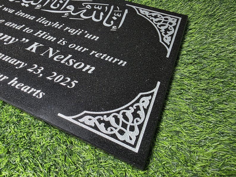 Engraved Black Granite Muslim Memorial Plaque, Arabic Calligraphy ...