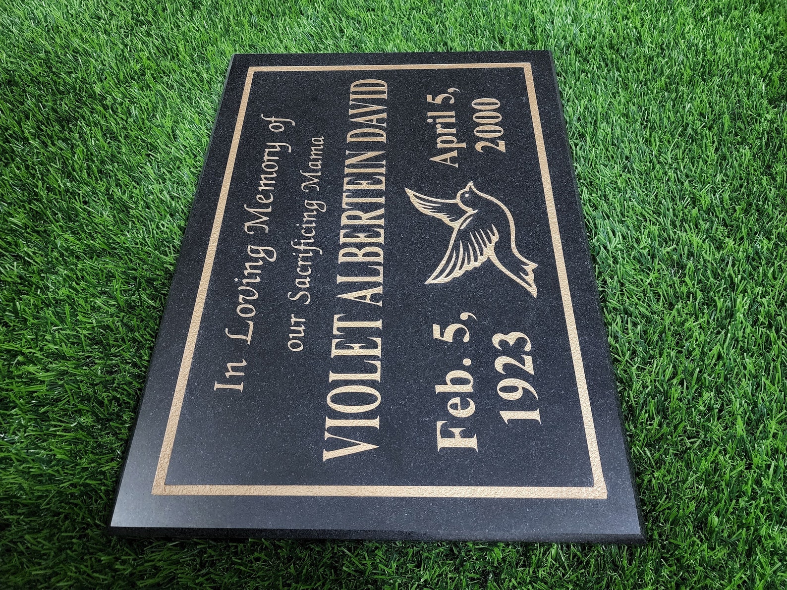 Angel Granite Memorial Plaque Engraved Bird Design Headstone for ...