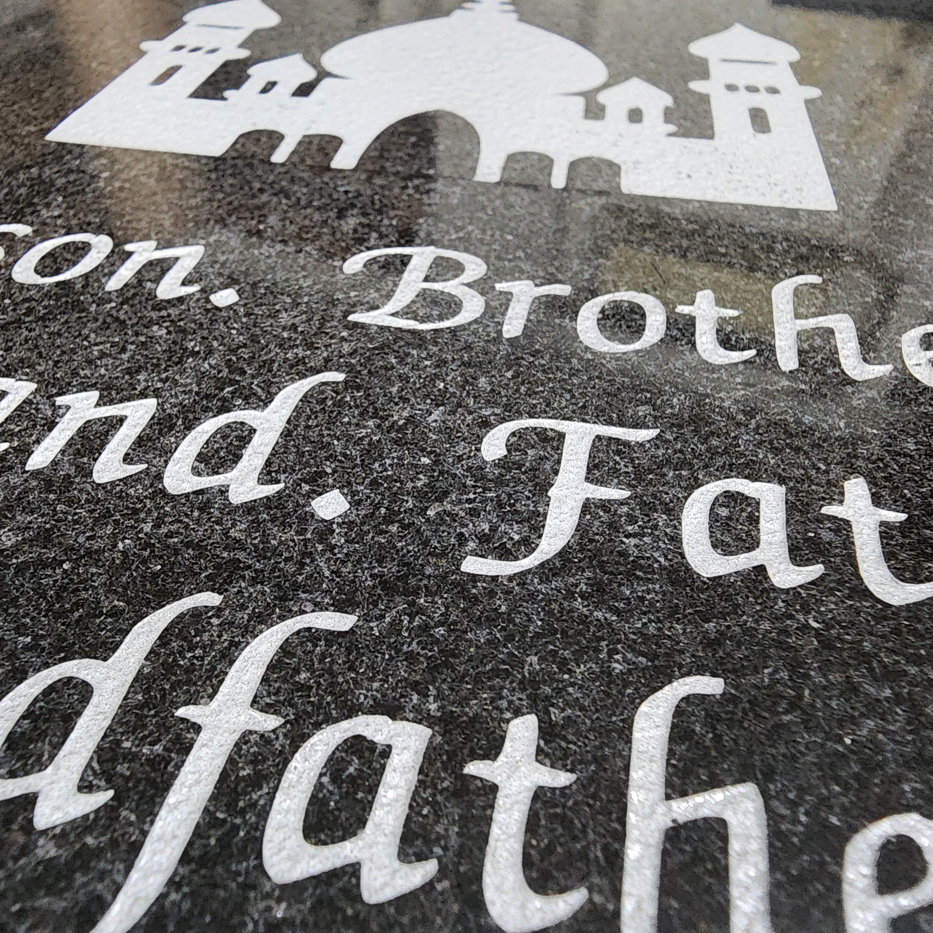 Islamic Black Granite Muslim Headstone: Engraved Vertical Grave Marker ...