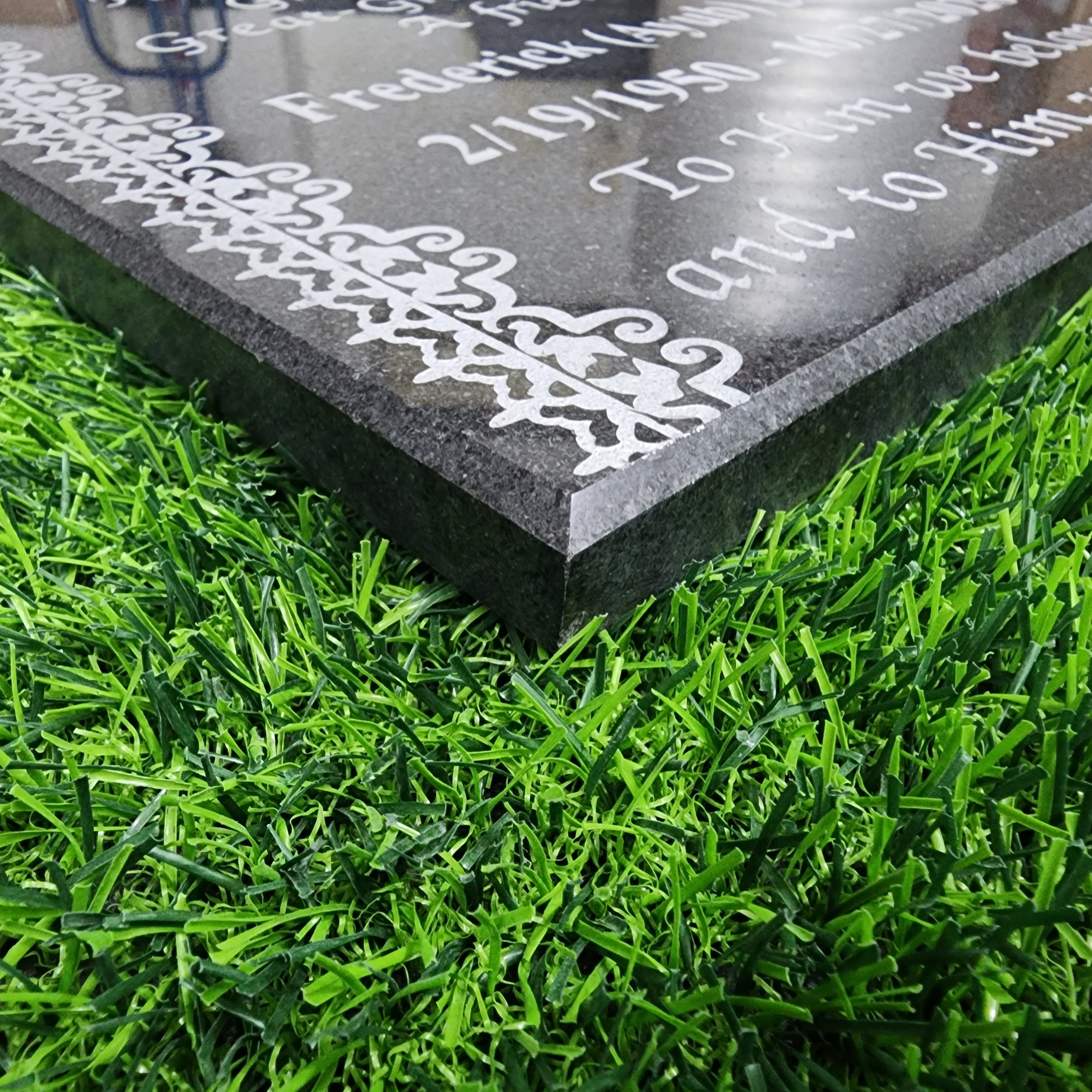 Islamic Black Granite Muslim Headstone: Engraved Vertical Grave Marker ...