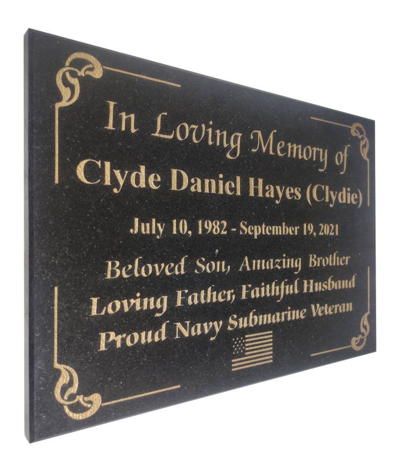 Memorial Plaque Human Grave Marker Black Granite Engraved Headstone ...