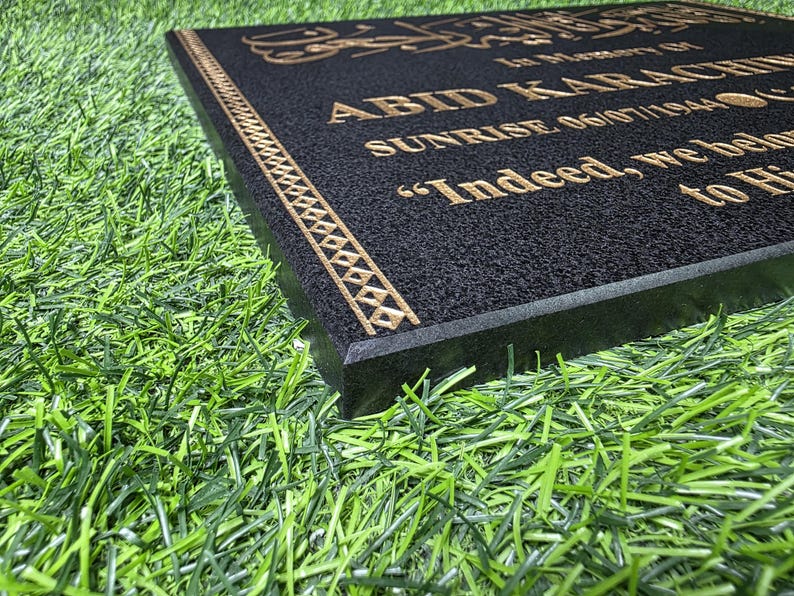 Arabic Muslim Black Granite Grave Stone - Islamic Cemetery Memorial ...