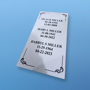 White Vertical Memorial Grave Marker Black Engraved Flat Headstone ...