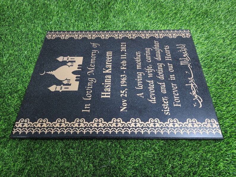 Muslim Mosque Arabic Headstone Engraved Natural Black Granite ...