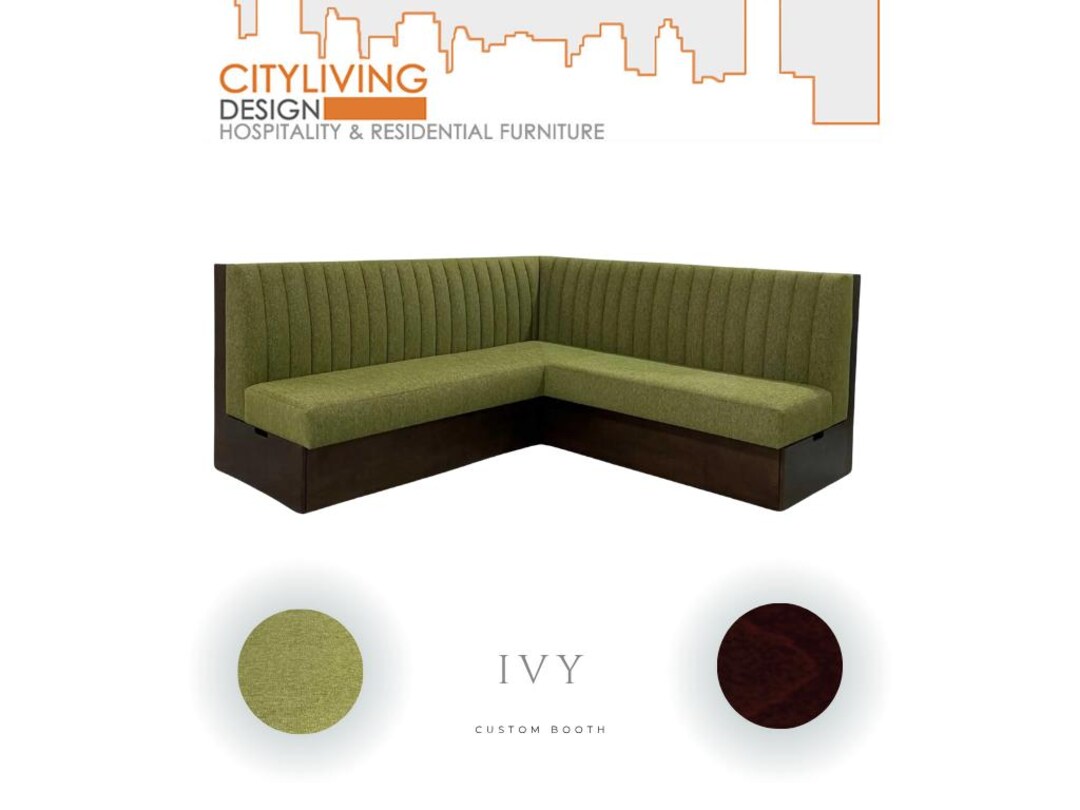 Unique Green Ivy Custom Booth With Channel Tufted Back and Storage ...