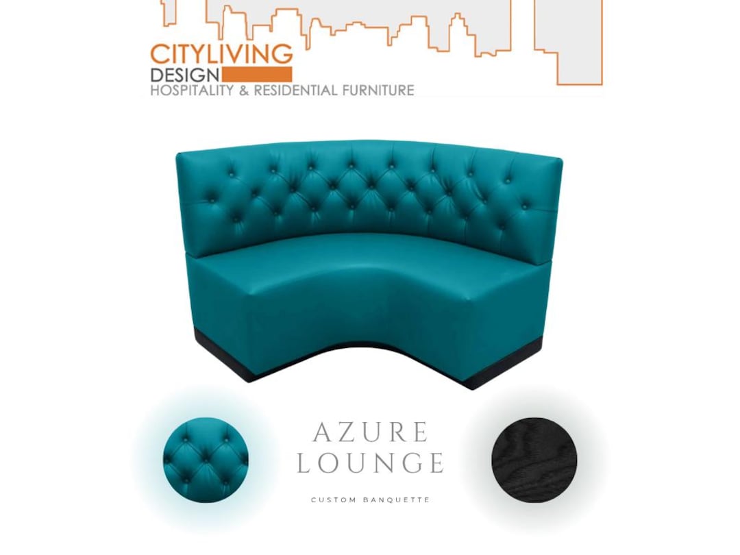 One of A Kind Blue Green Azure Lounge Custom Curved Banquette With ...