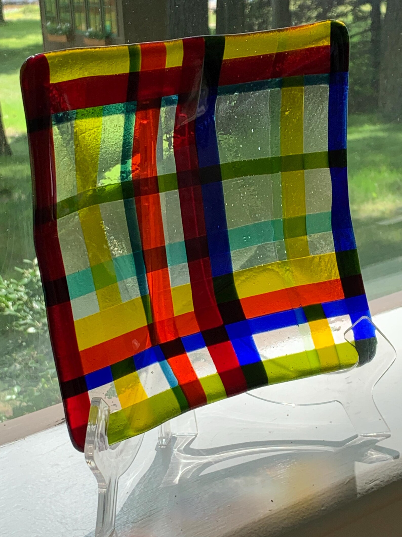 Colorful Handmade Fused Glass Plate - Etsy