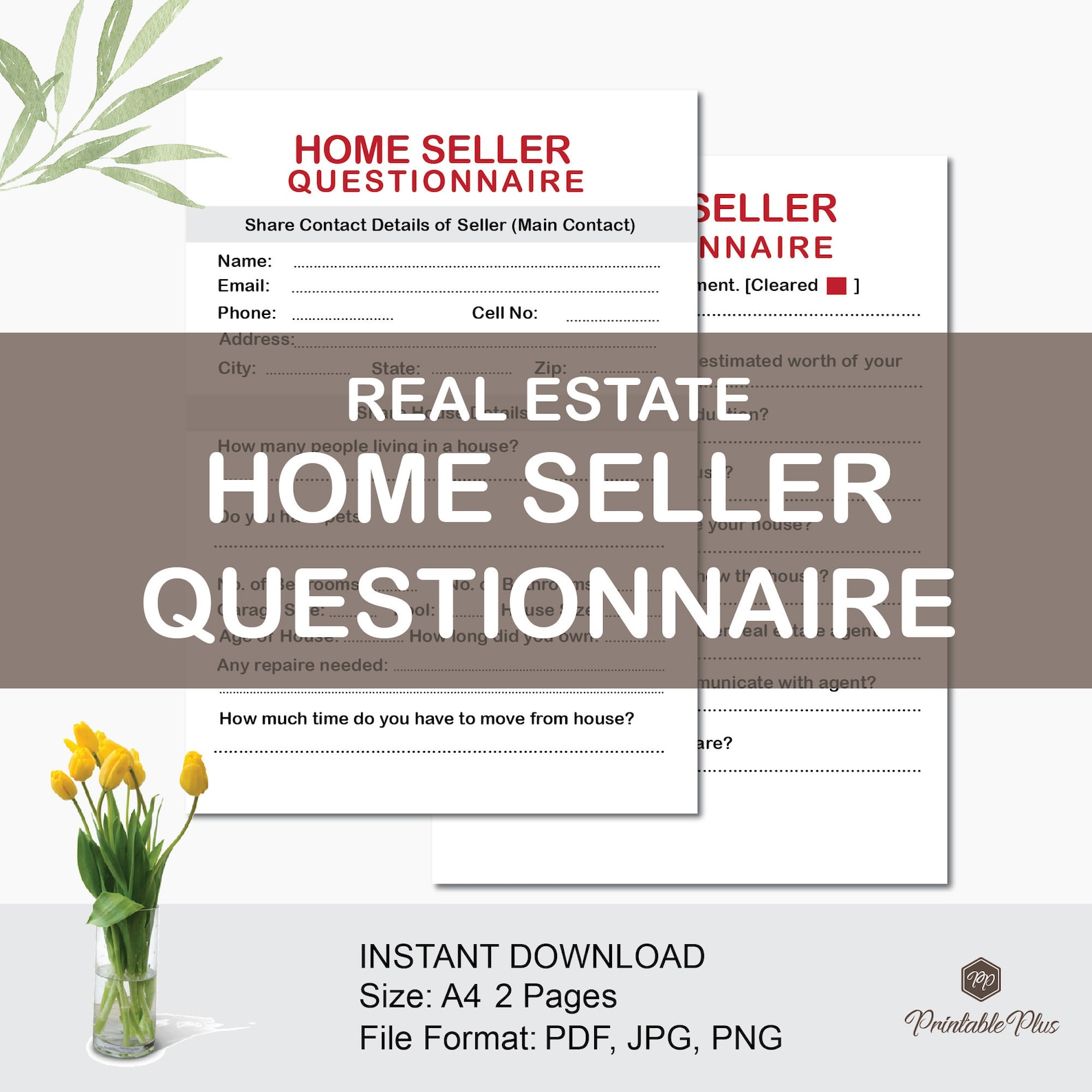 Real Estate Home Seller Questionnaire Real Estate Marketing Realtor ...