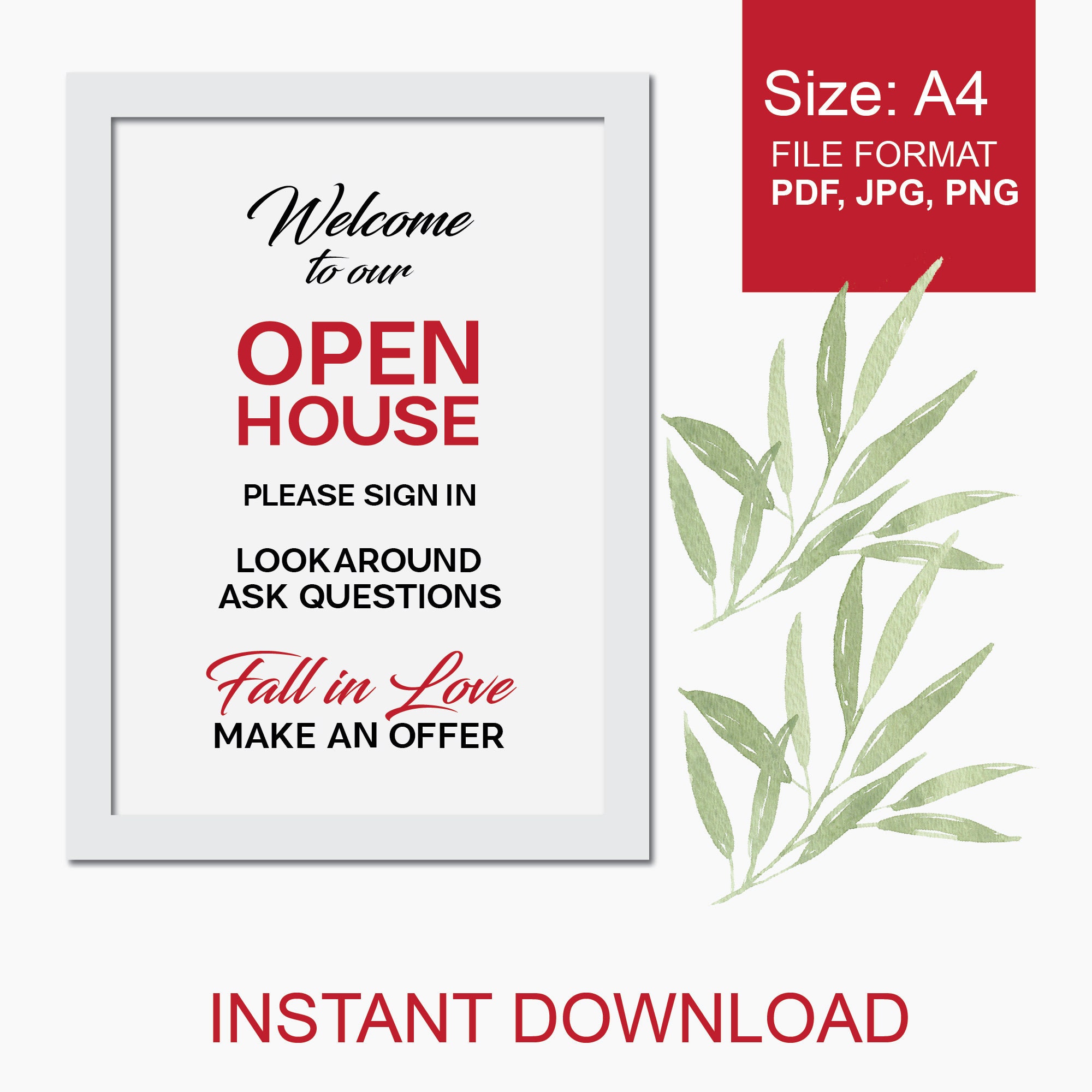 Welcome Open House Sign, Printable Open House Real Estate Sign, Open ...