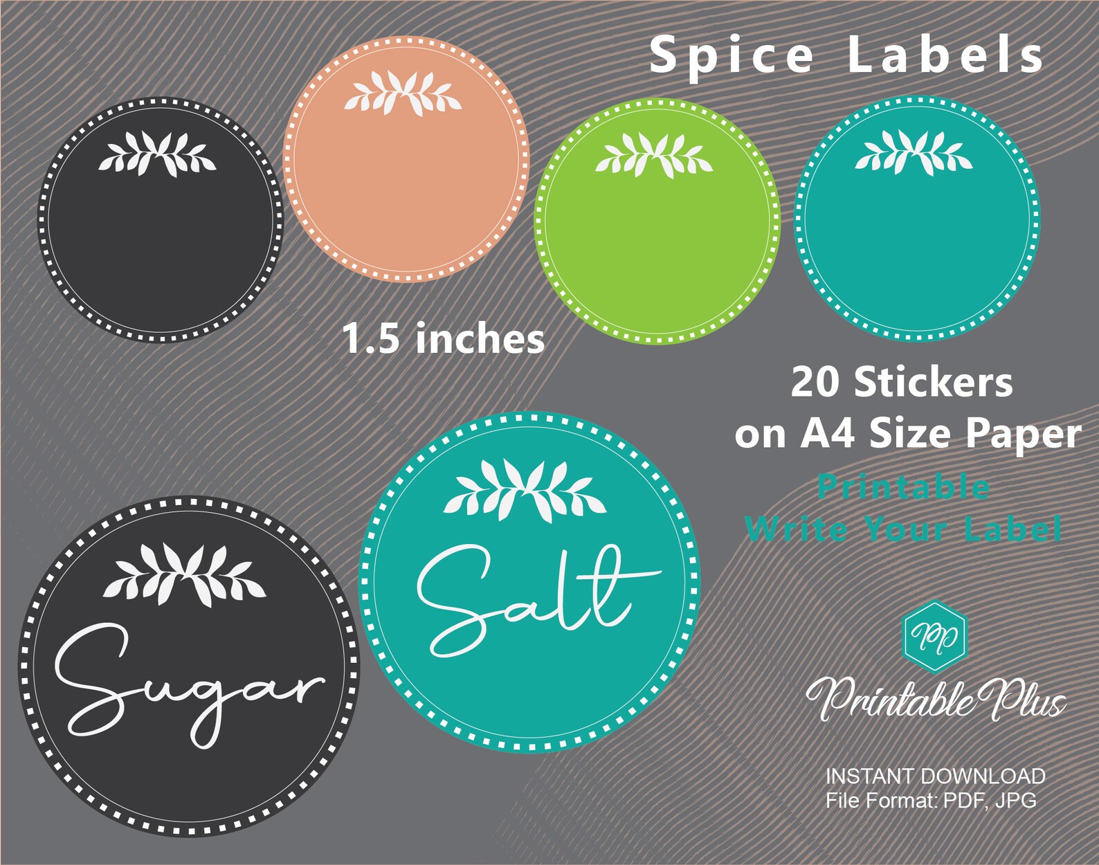 Spice Jar Labels - Printable Spice Jar Labels - Spice Bottle Labels ...